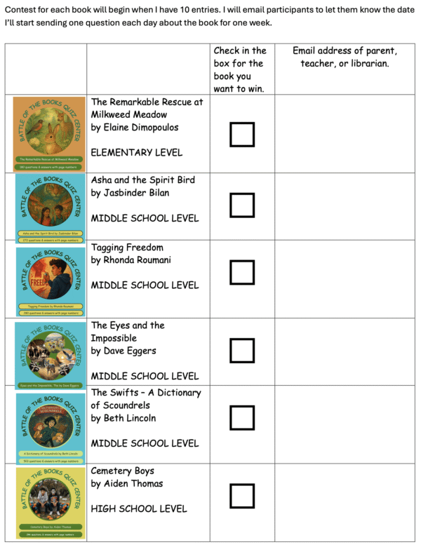 Home - Battle of the Books Quiz Center